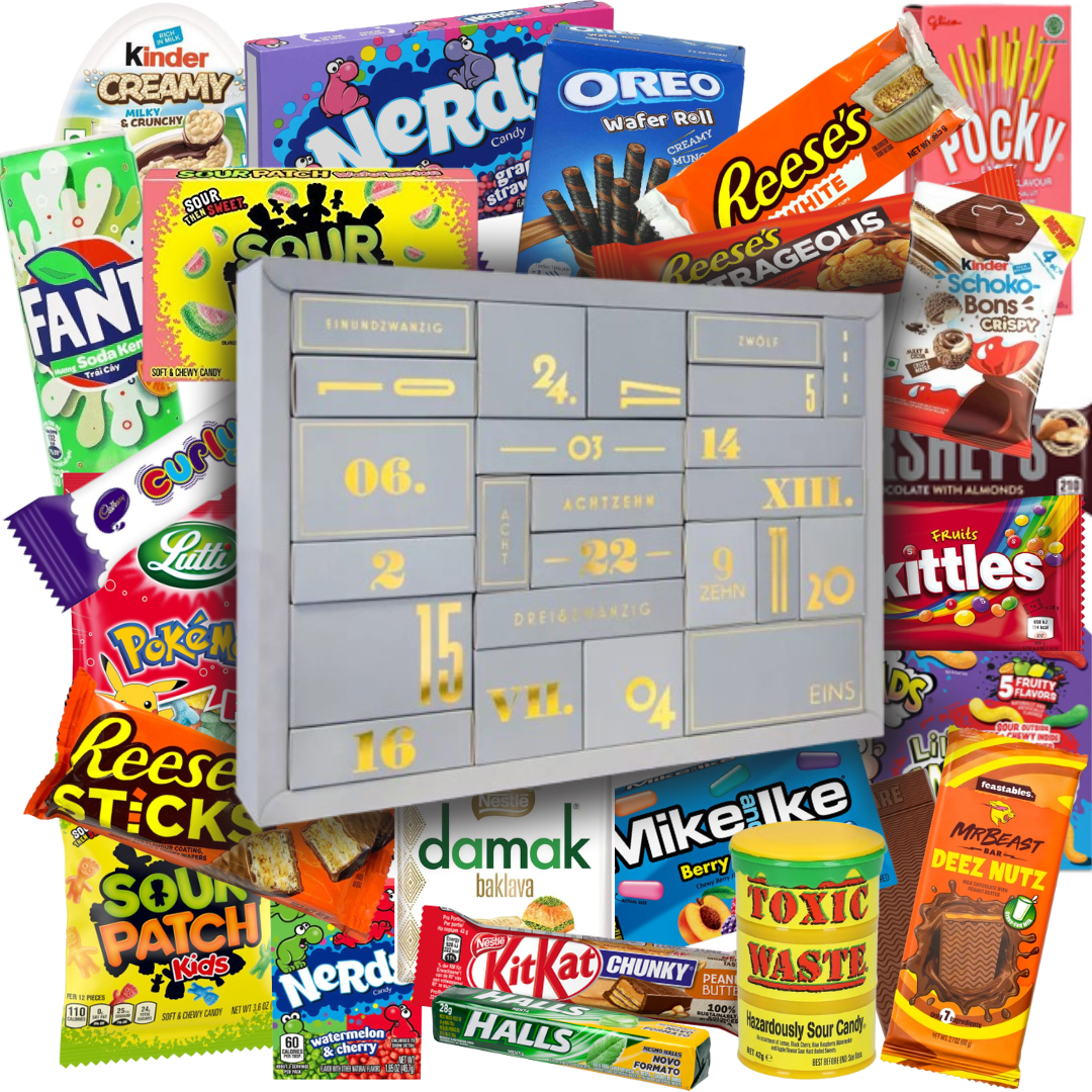 Süßigkeiten-Adventskalender XXL mit amerikanischer Schokolade, Gummibä ...