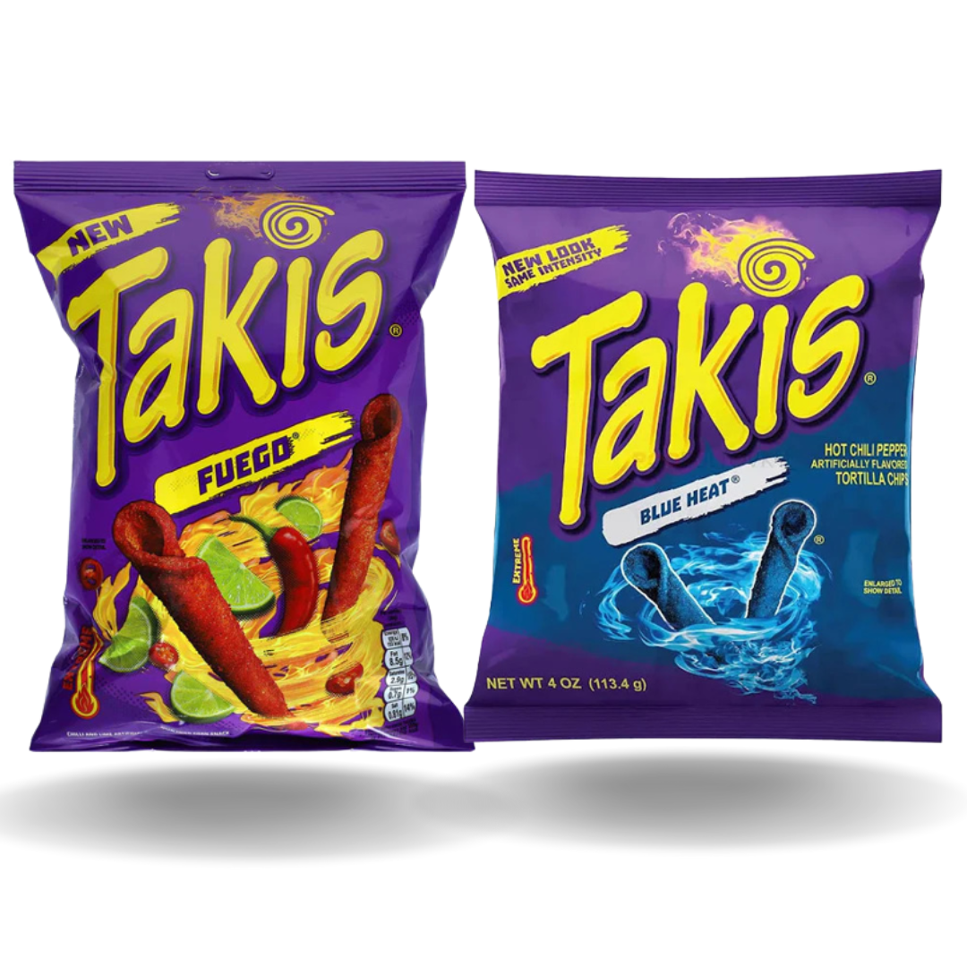 2er Paket - Takis Blue Heat + Takis Fuego Chips Amerikanische Tortilla ...